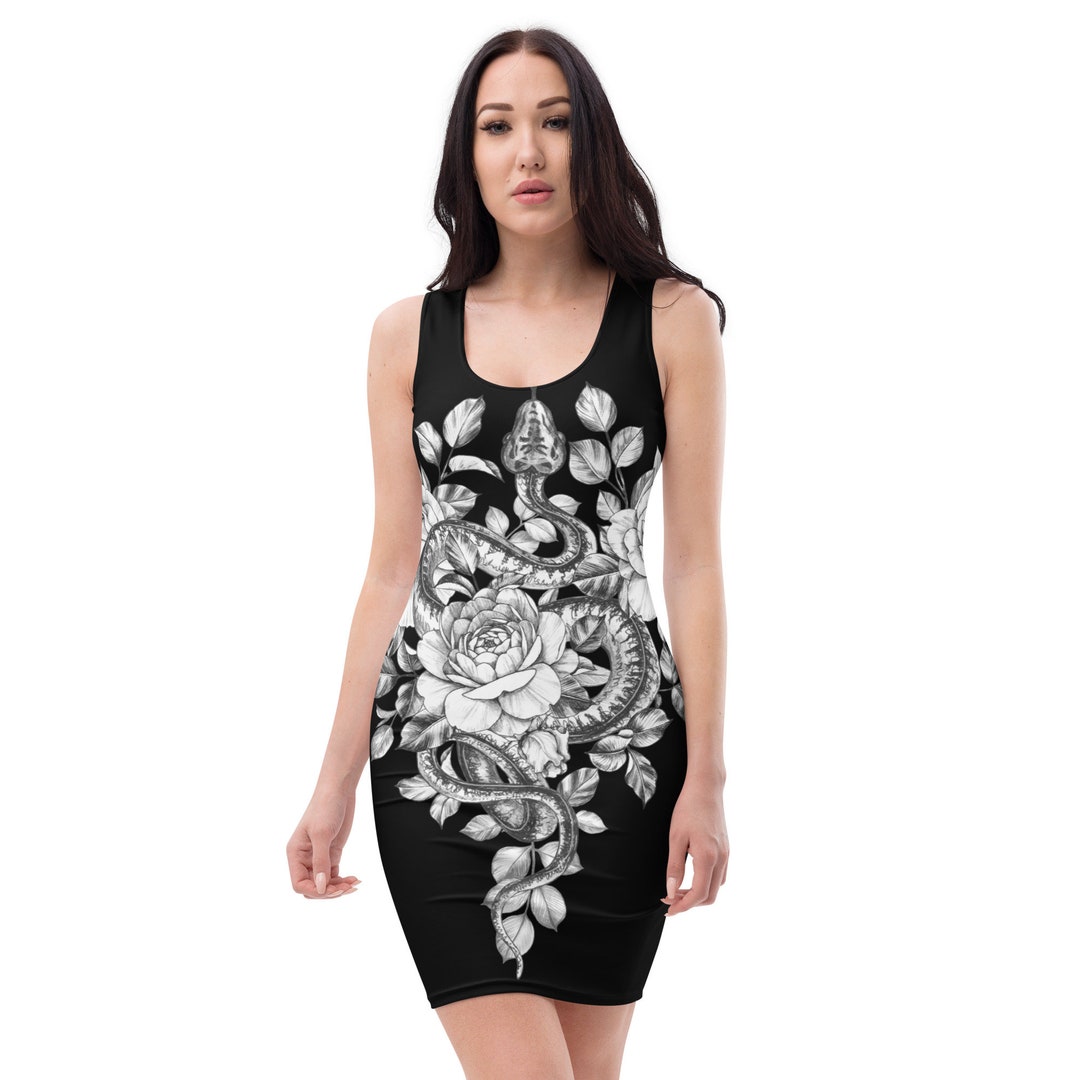 Form Fitting Gothic Print Dress Mini Dress - Etsy