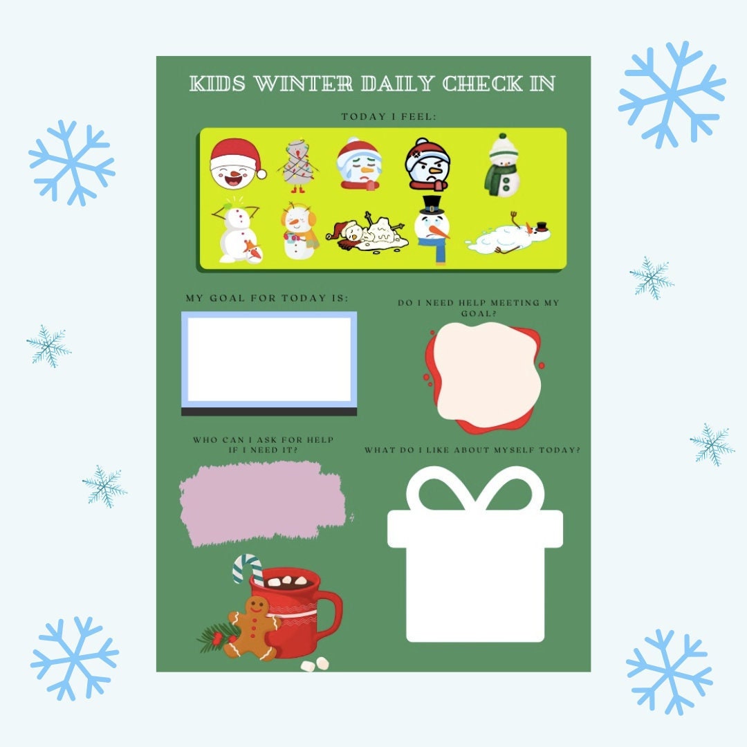 Kid's Winter Daily Check in Sheet - Etsy