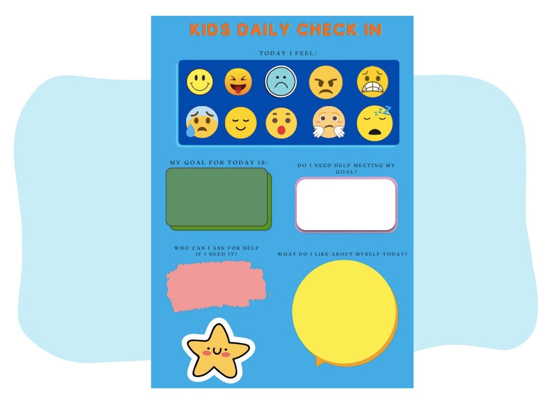 Kid's Daily Check in Sheet (blue) - Etsy