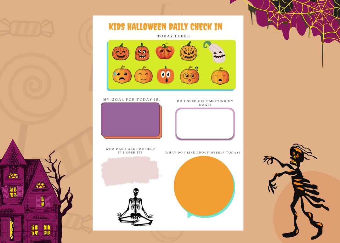 Kid's Halloween Daily Check in Sheet - Etsy