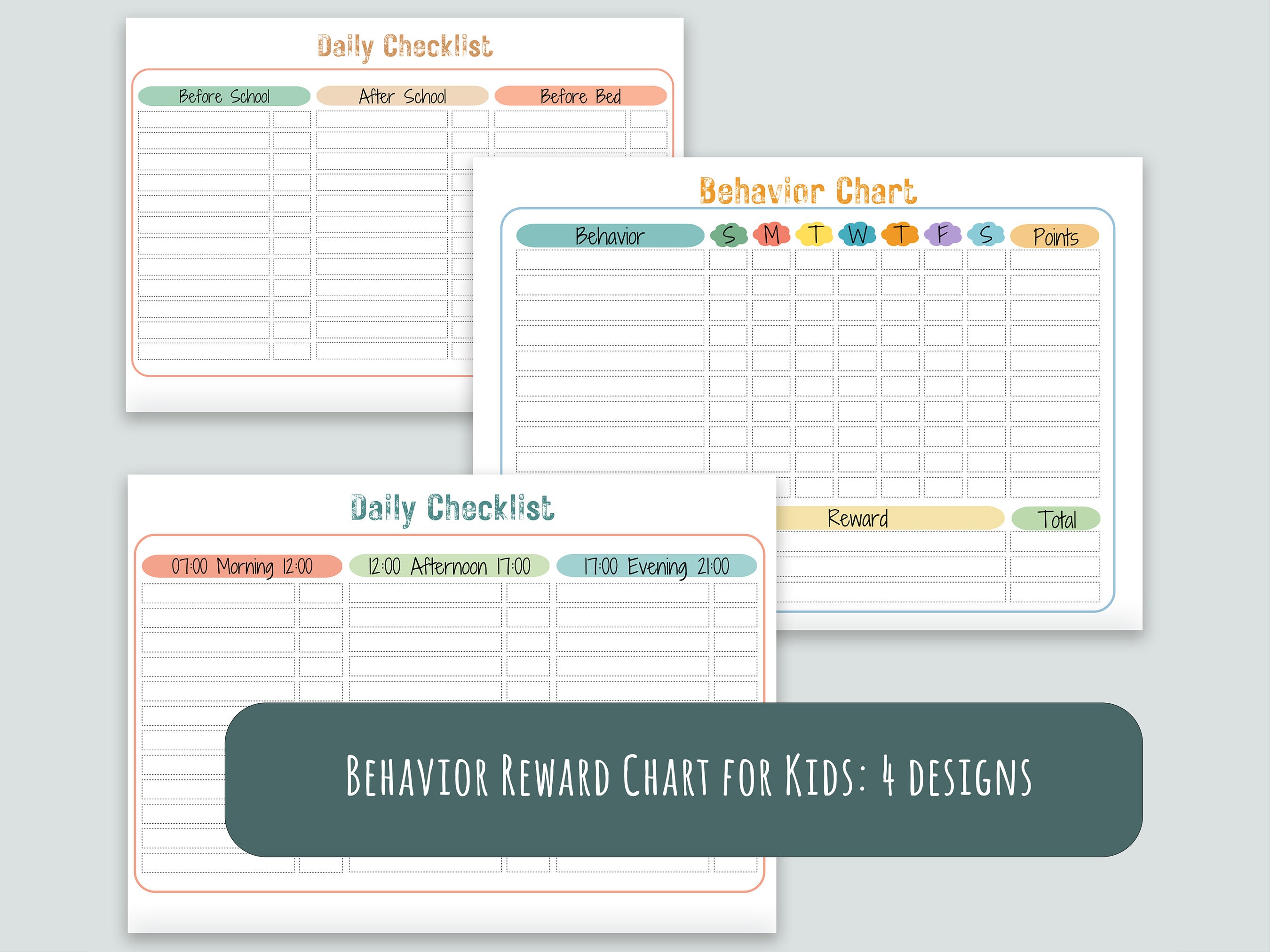 Behavior Chart for Kids Kids Behavior Chart Printable Daily Checklist ...