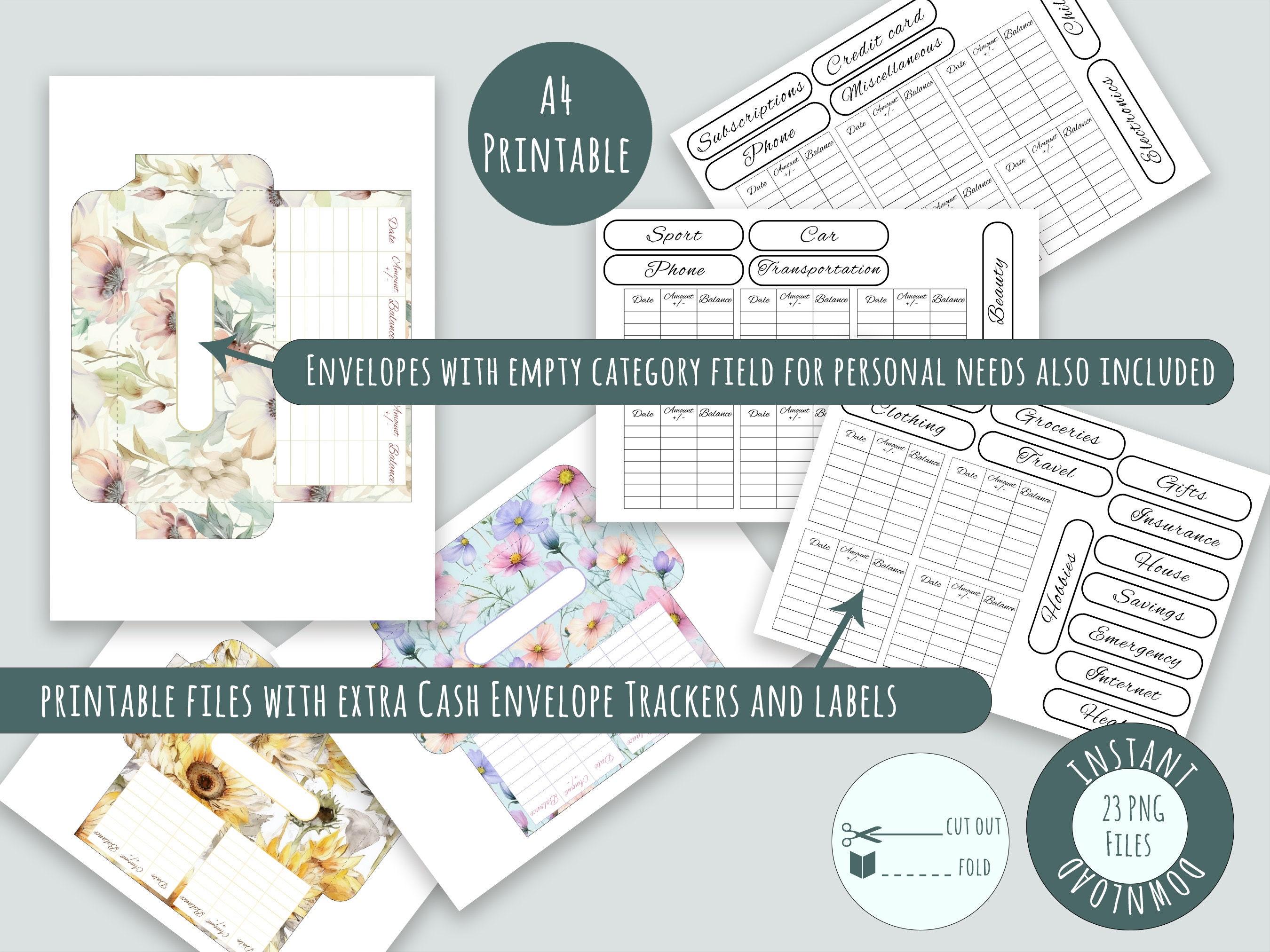 Printable Cash Envelopes, Money Saving Scheme, Income Separation ...