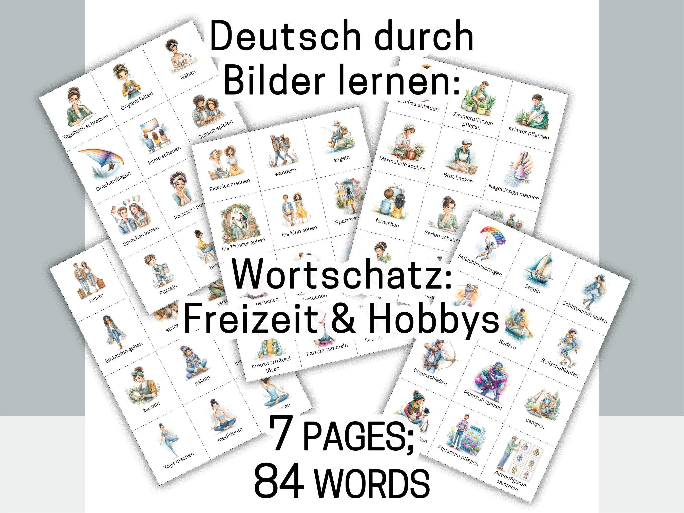 German Language Cards | Learn German | Printable Word Cards | Hobby and ...