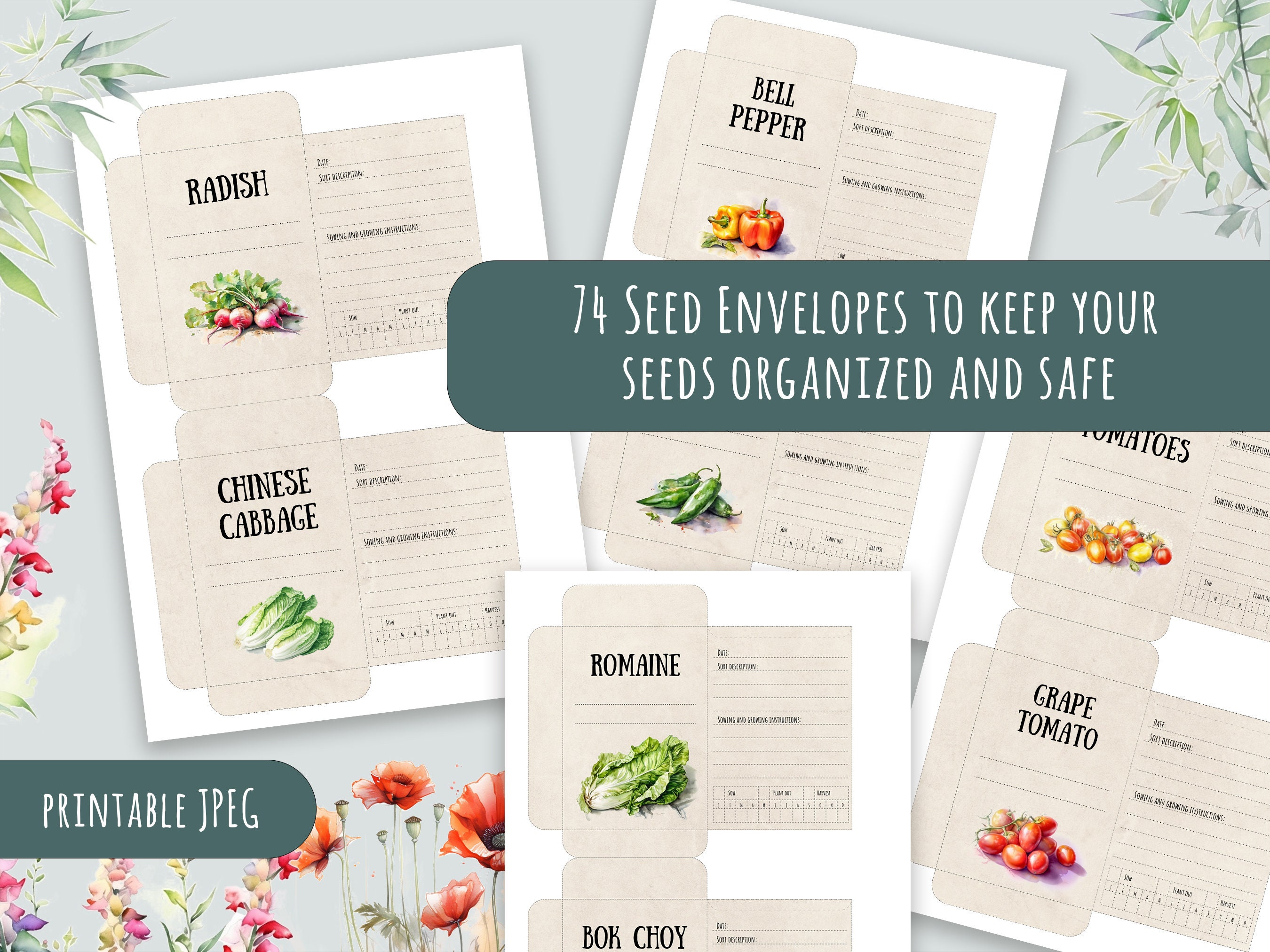 74 Printable Seed Envelopes, DIY Seed Packets, Seed Packet Templates ...