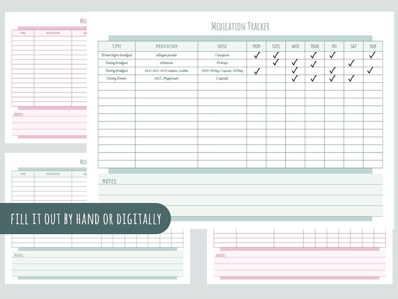Medication Tracker Printable Fillable, Fillable Medication Chart PDF ...