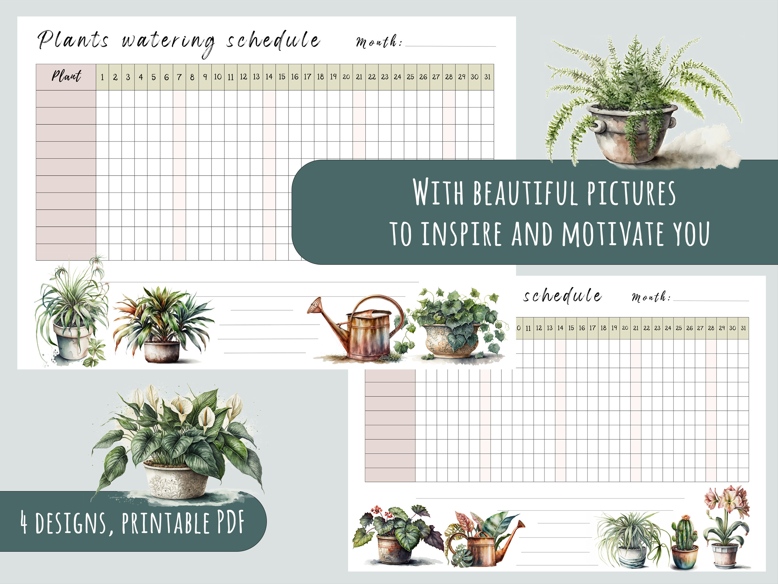 Plant Watering Schedule Printable PDF: Easy-to-follow A4 Indoor ...