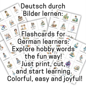 German Language Cards | Learn German | Printable Word Cards | Hobby and ...