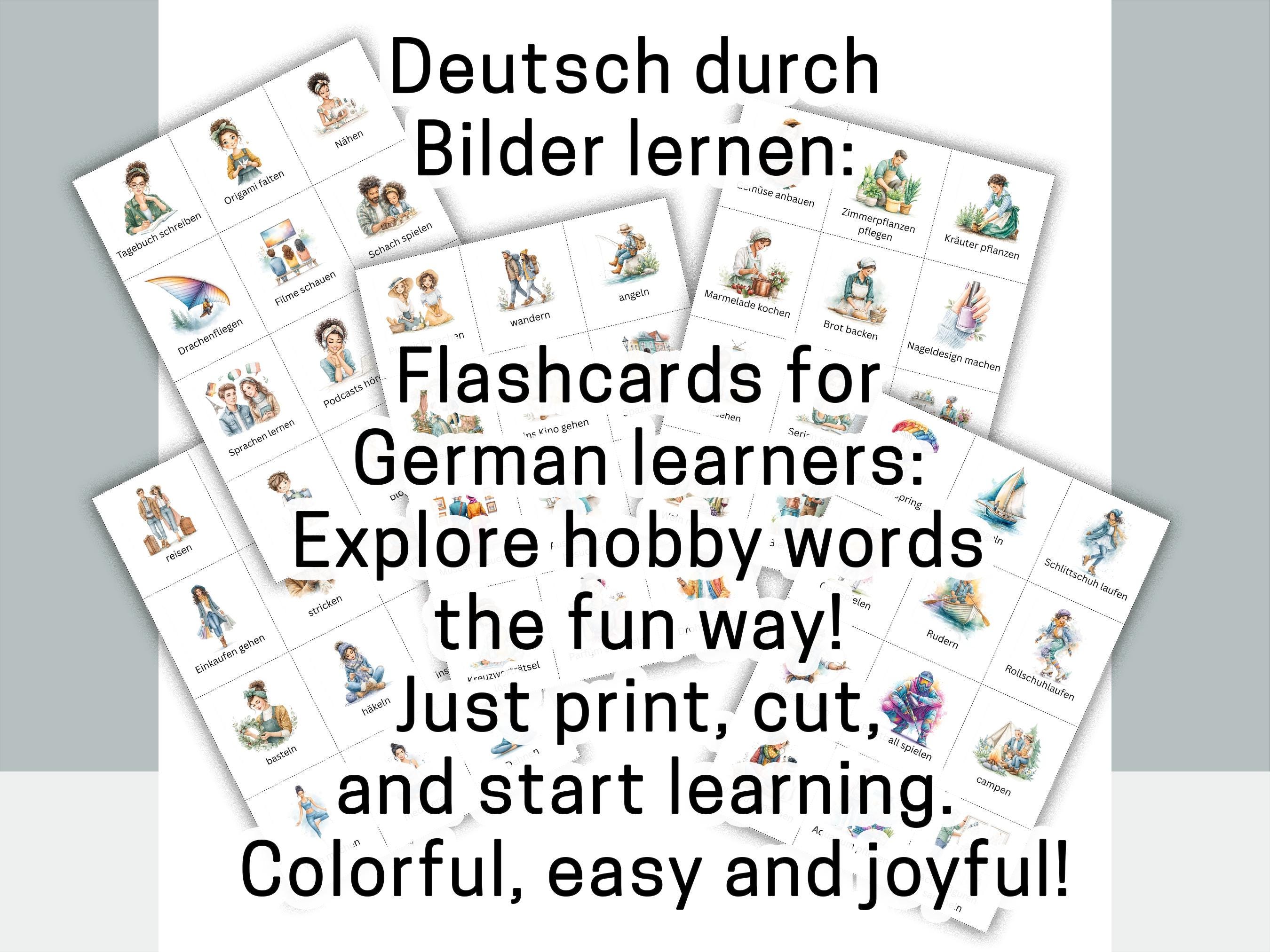 German Language Cards | Learn German | Printable Word Cards | Hobby and ...