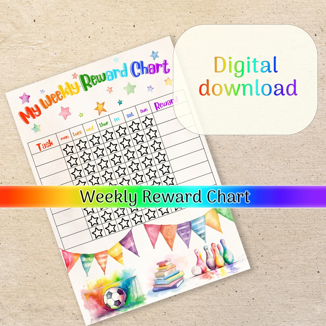 Children Weekly Reward Chart | Colorful Reward Chart for Kids | Kid's ...
