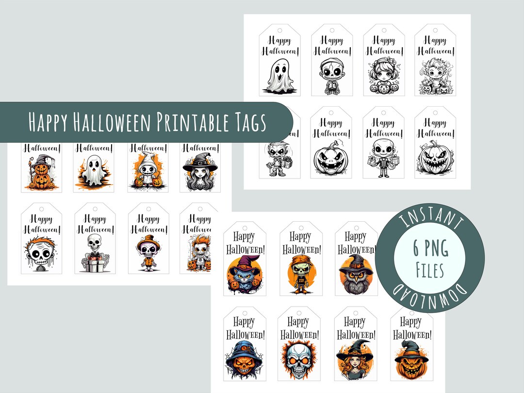 Halloween Gift Tags, Printable Halloween Tags in A4 and Letter Formats ...