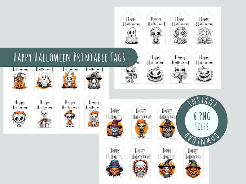 Halloween Gift Tags, Printable Halloween Tags in A4 and Letter Formats ...