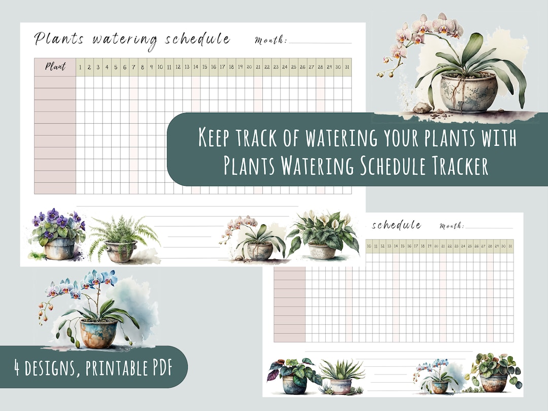 Plant Watering Schedule Printable PDF: Easy-to-follow A4 Indoor ...