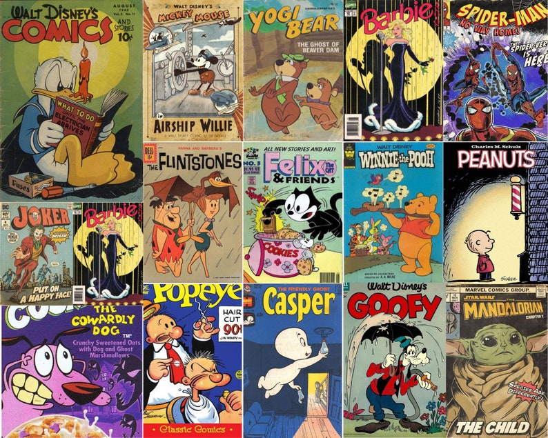 90s Retro Collage Kit Retro Posters Cartoon Posters Comics - Etsy