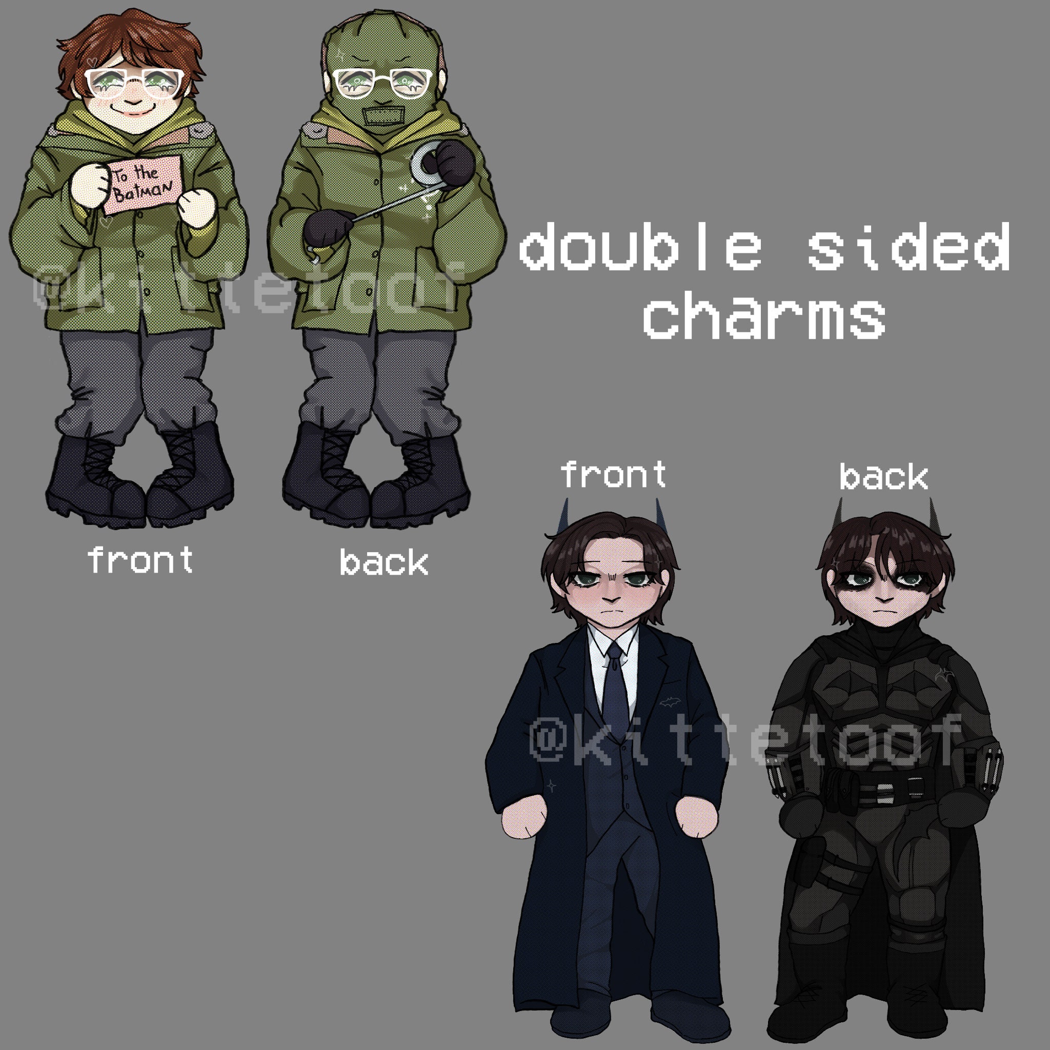 Batman and the Riddler Charms double Sided - Etsy