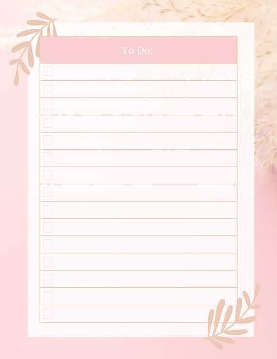 Pink Printable to Do List Digital Planner One Pager - Etsy
