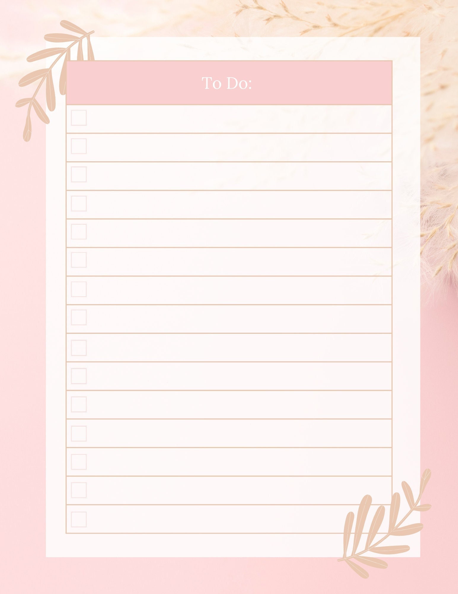 Pink Printable to Do List | Digital Planner | One Pager - Etsy