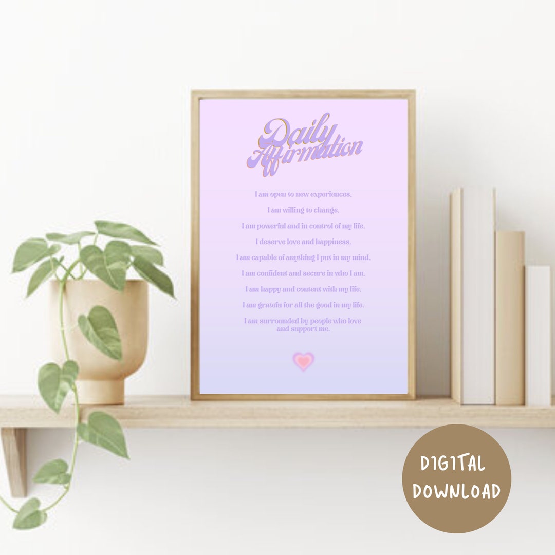 Pastel Daily Affirmation Printable Wall Art Digital Download ...