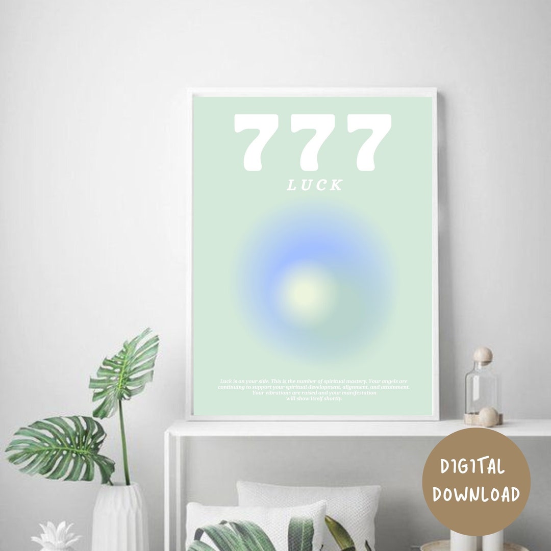 Angel Number 777 Printable Wall Art | Aura Poster | Affirmation Wall ...