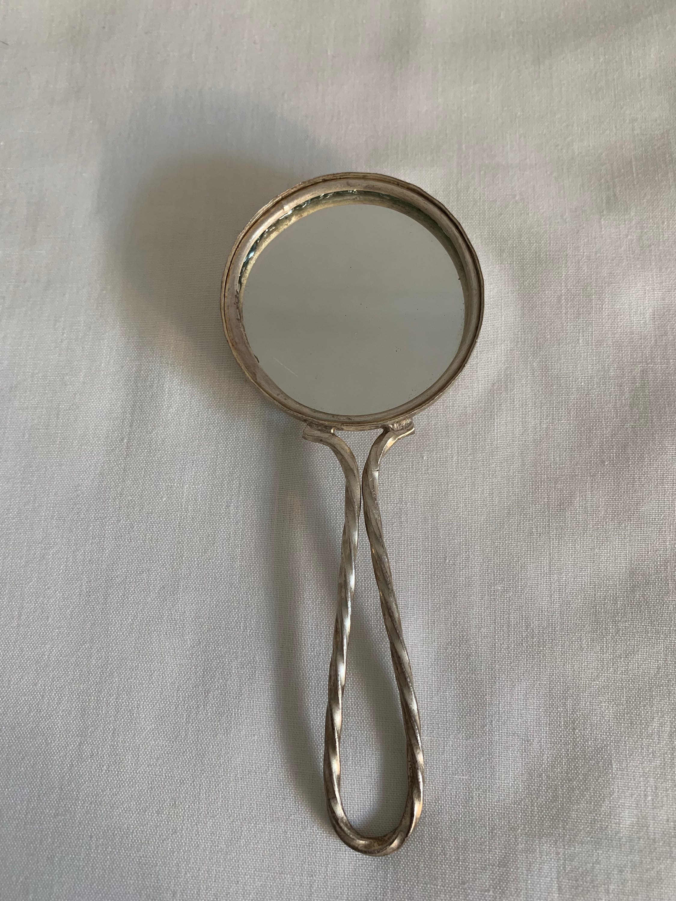 Antique Vintage Chinese Hand Mirror, Hand Painted in Mother of Pearl ...
