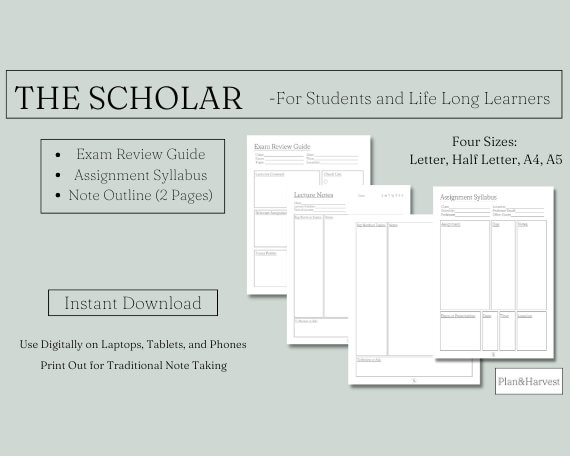 The Scholar LETTER SIZE Note Outline/syllabus/exam Review - Etsy
