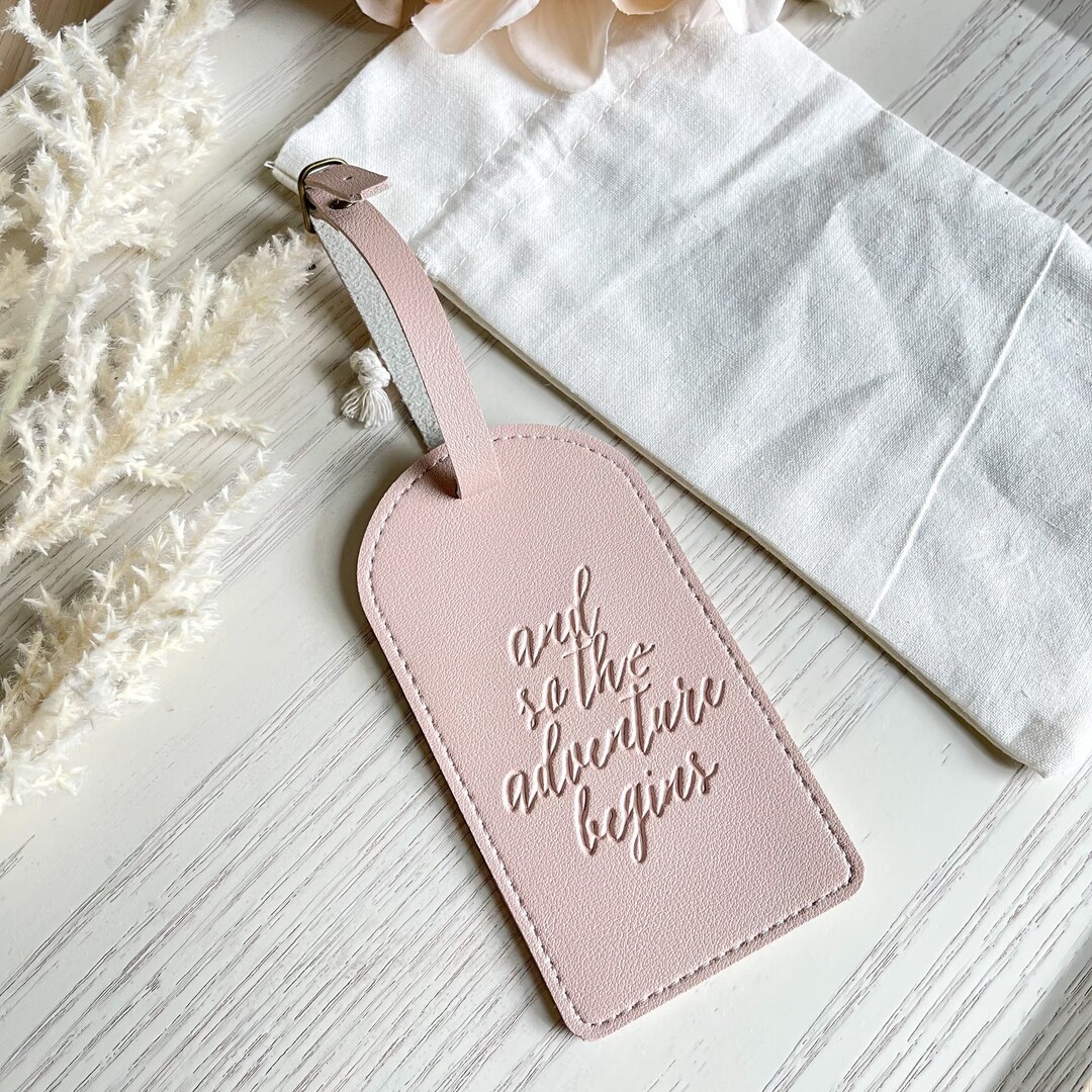 Luggage Tag Soft Leather Pink Free Dust Bag - Etsy