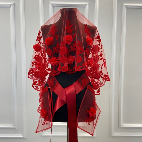 Red Veil - Etsy