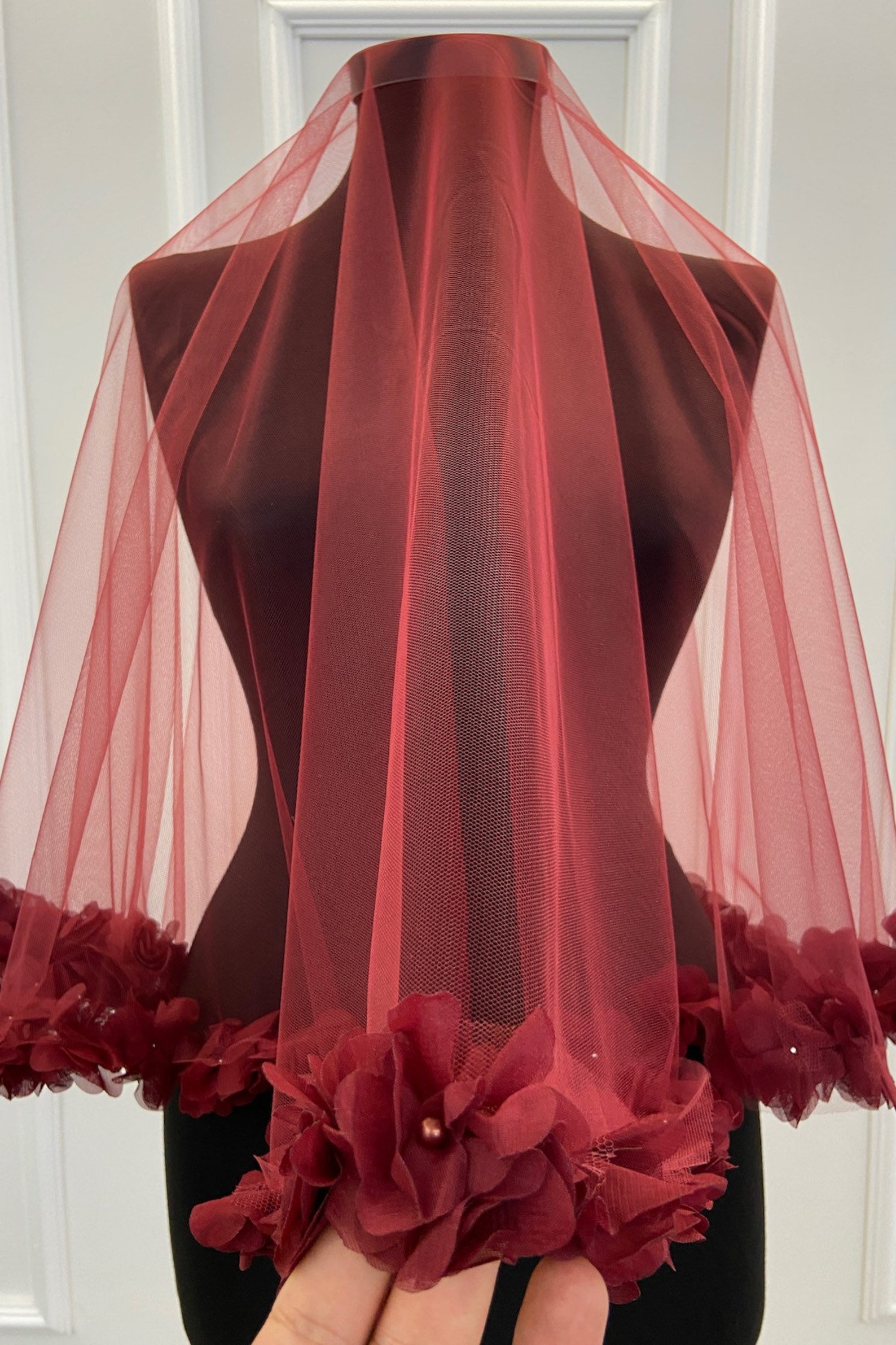 3D Floral Veil, Pearl Veil, Wedding Veil, Henna Night Veil, Bridal Veil ...