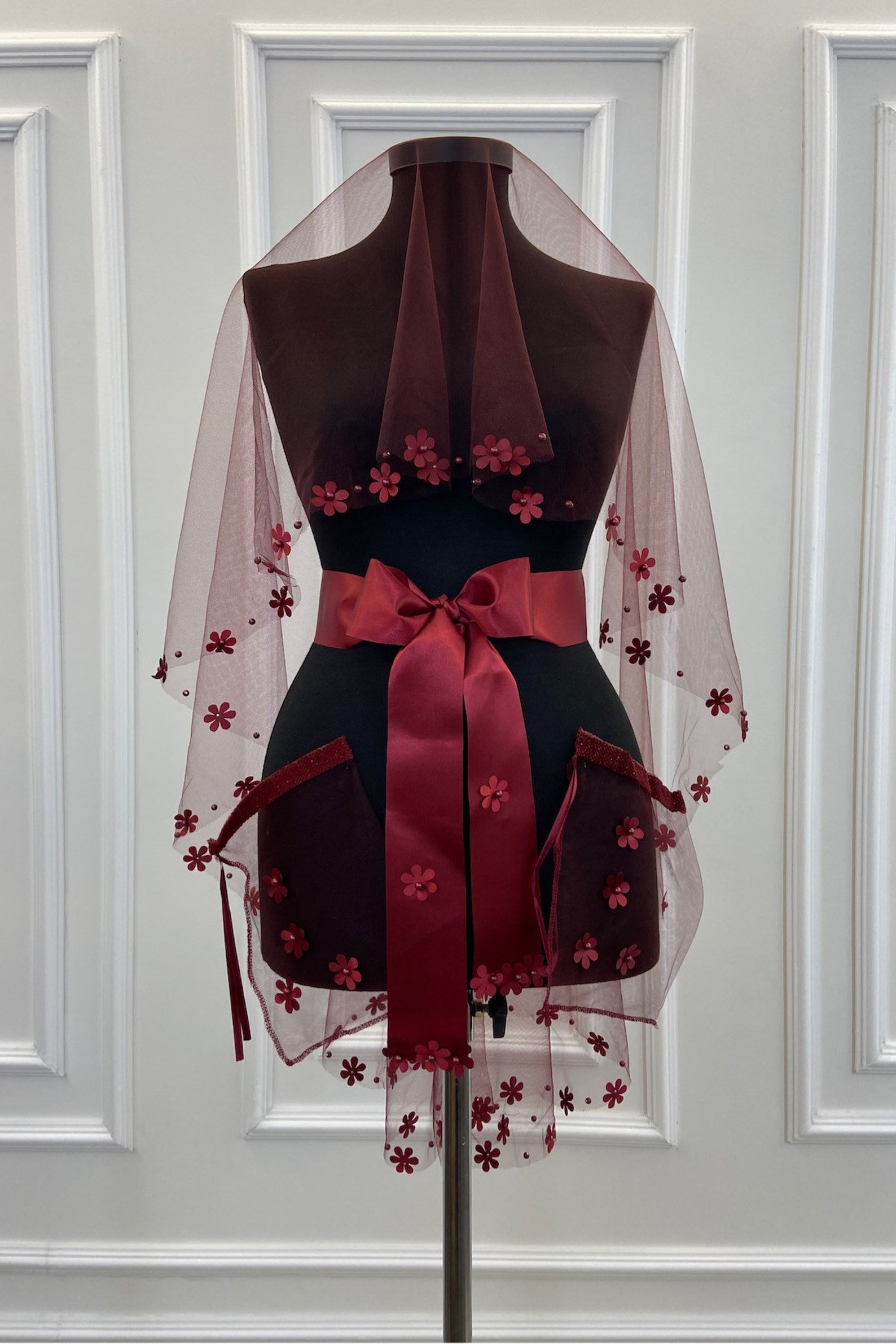 3D Floral Veil Pearl Veil Wedding Veil Henna Night Veil - Etsy