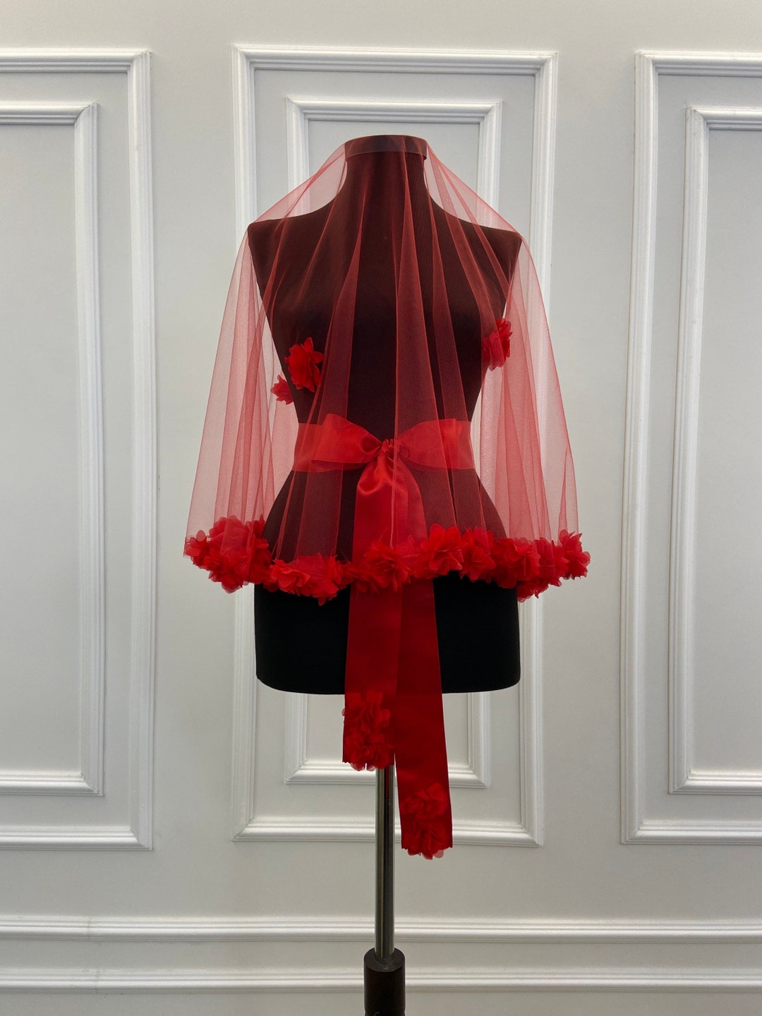 3D Floral Veil, Wedding Veil, Henna Night Veil, Bridal Veil, Veil Sash ...