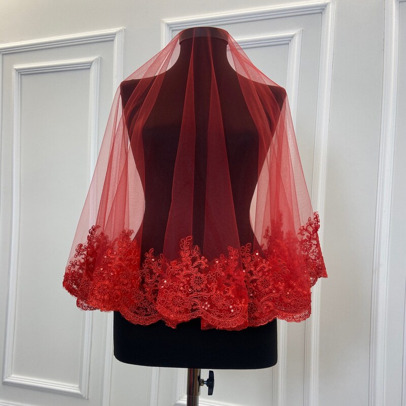 Red Veil - Etsy