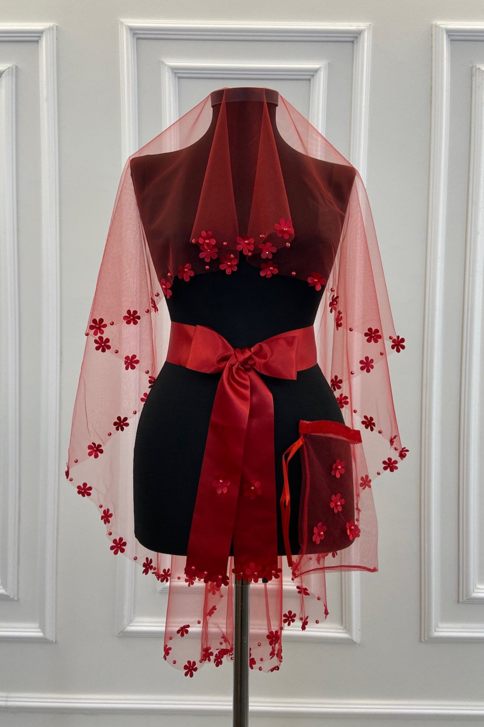 3D Floral Veil Pearl Veil Wedding Veil Henna Night Veil - Etsy