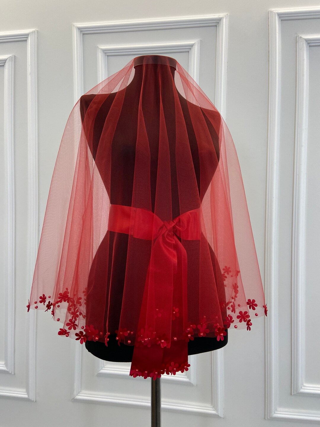 3D Floral Veil, Pearl Veil, Wedding Veil, Henna Night Veil, Bridal Veil ...