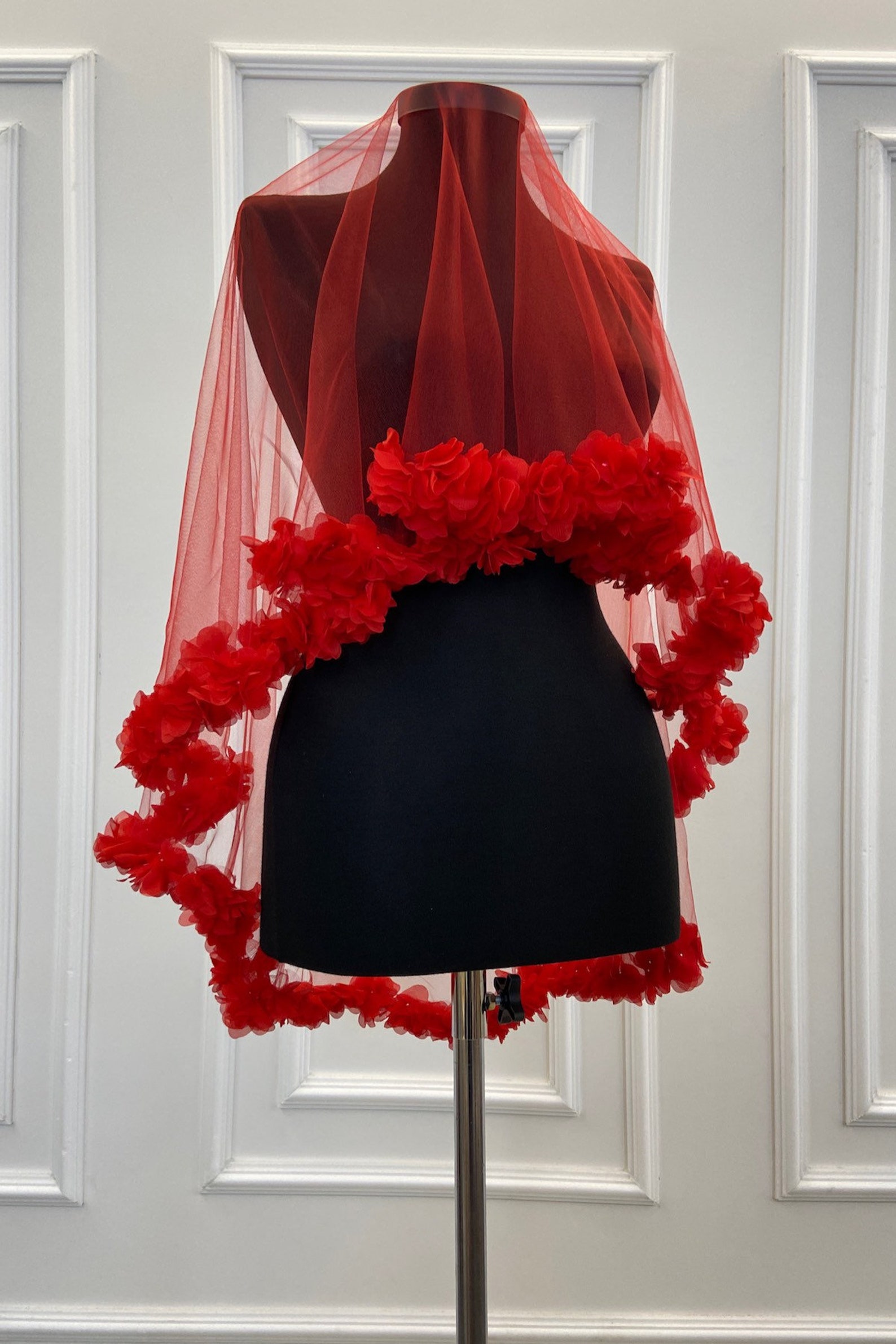 3D Floral Veil, Pearl Veil, Wedding Veil, Henna Night Veil, Bridal Veil ...