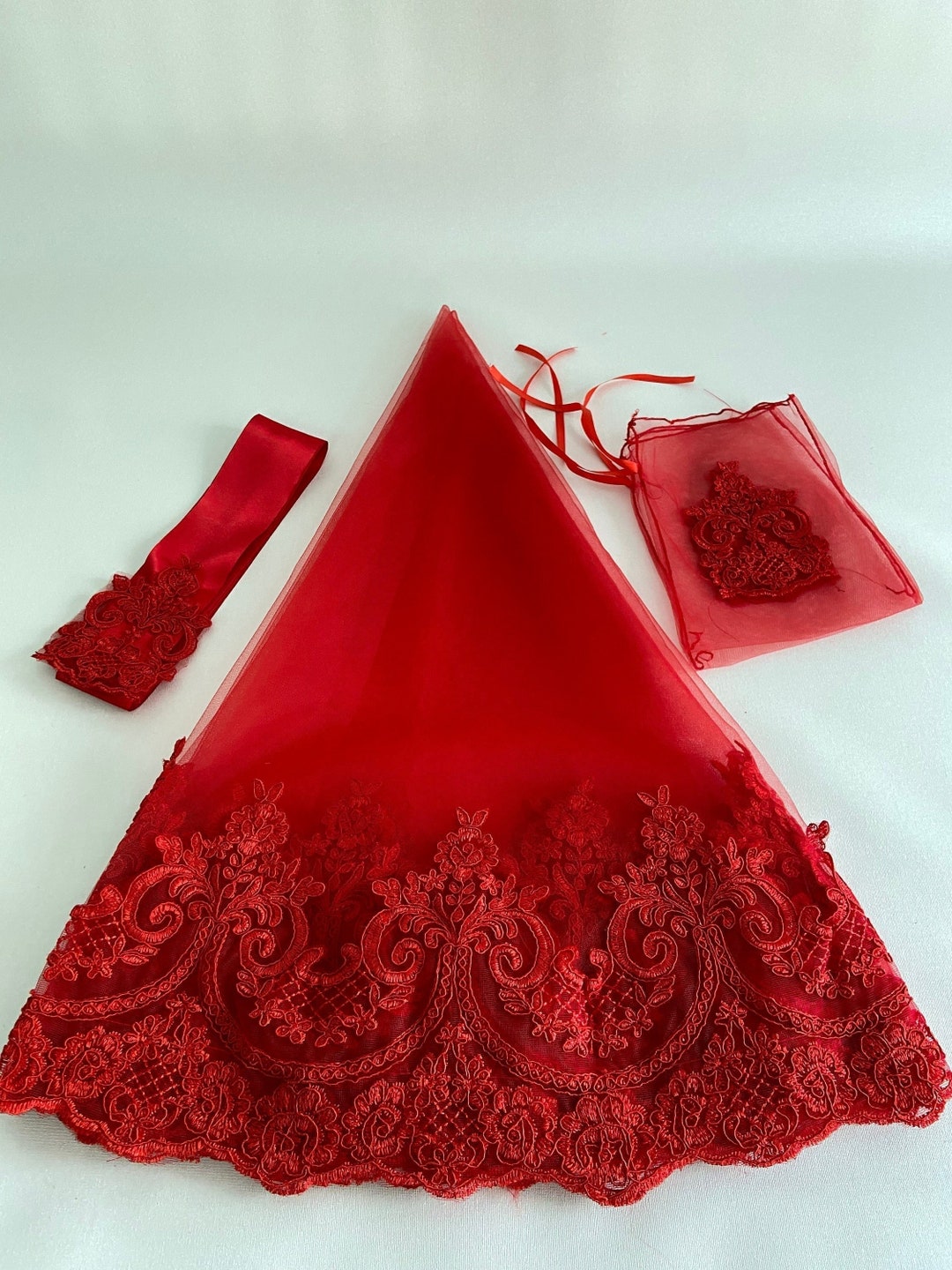 Red Wedding Veil, Burgundy Bridal Veil, Henna Night Veil, Sultan ...