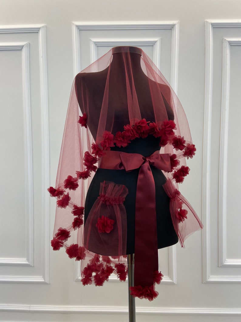 3D Floral Veil Wedding Veil Henna Night Veil Bridal Veil - Etsy
