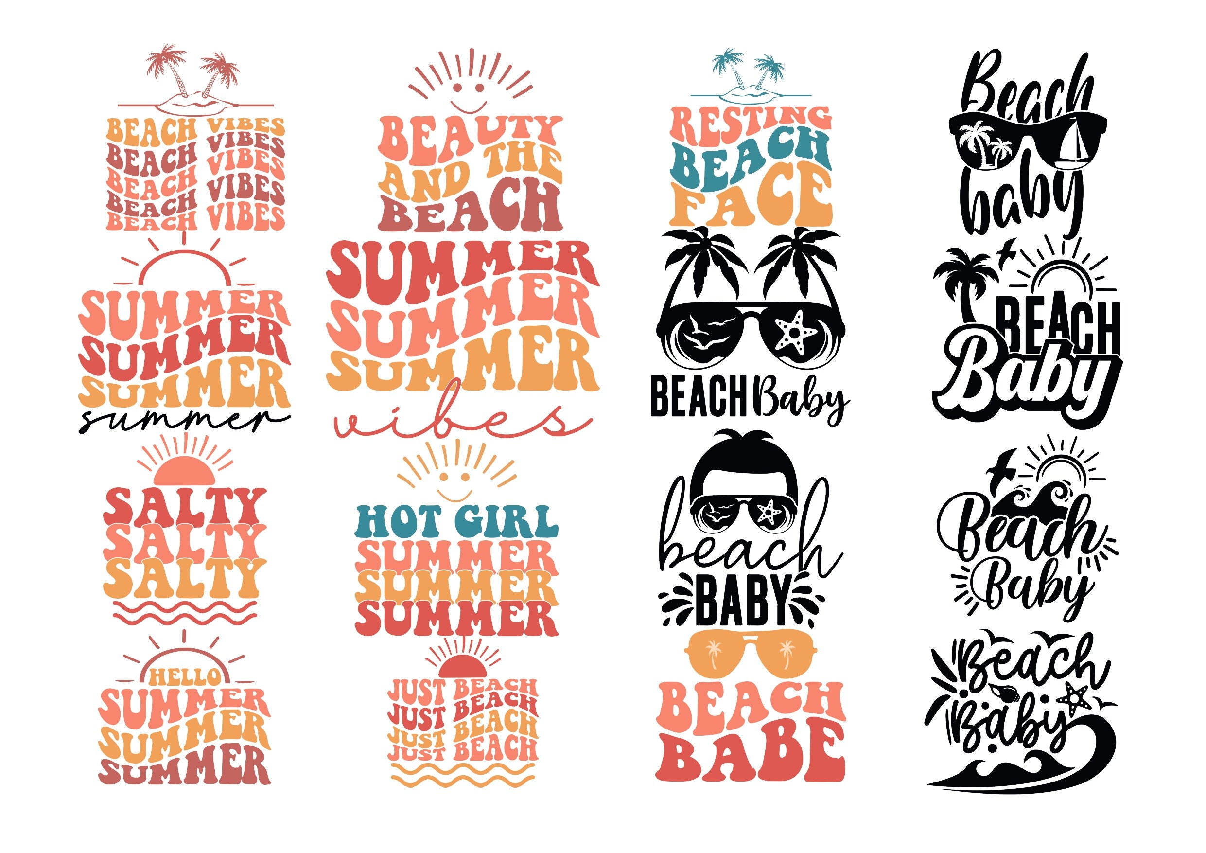 Summer Svg Bundle Retro Summer Svg Beach Svg Vacation Svg - Etsy