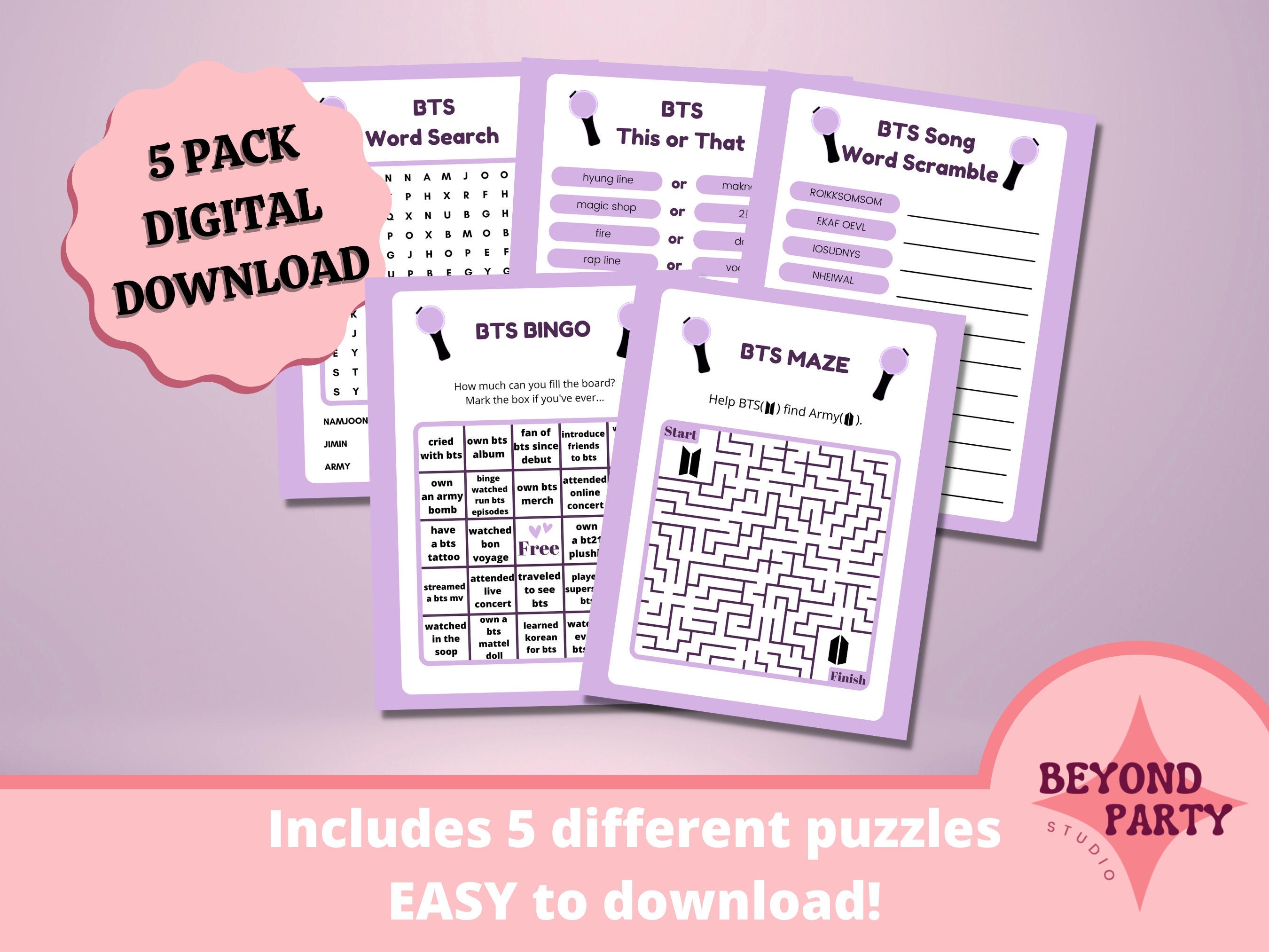 BTS Printable Party Games Bundle, Printable Kpop Birthday Games ...