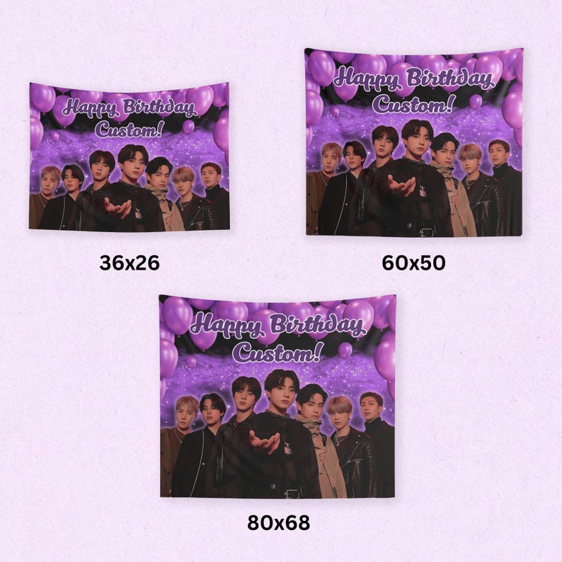 Custom BTS Birthday Banner Tapestry, Kpop Party Decor - Etsy