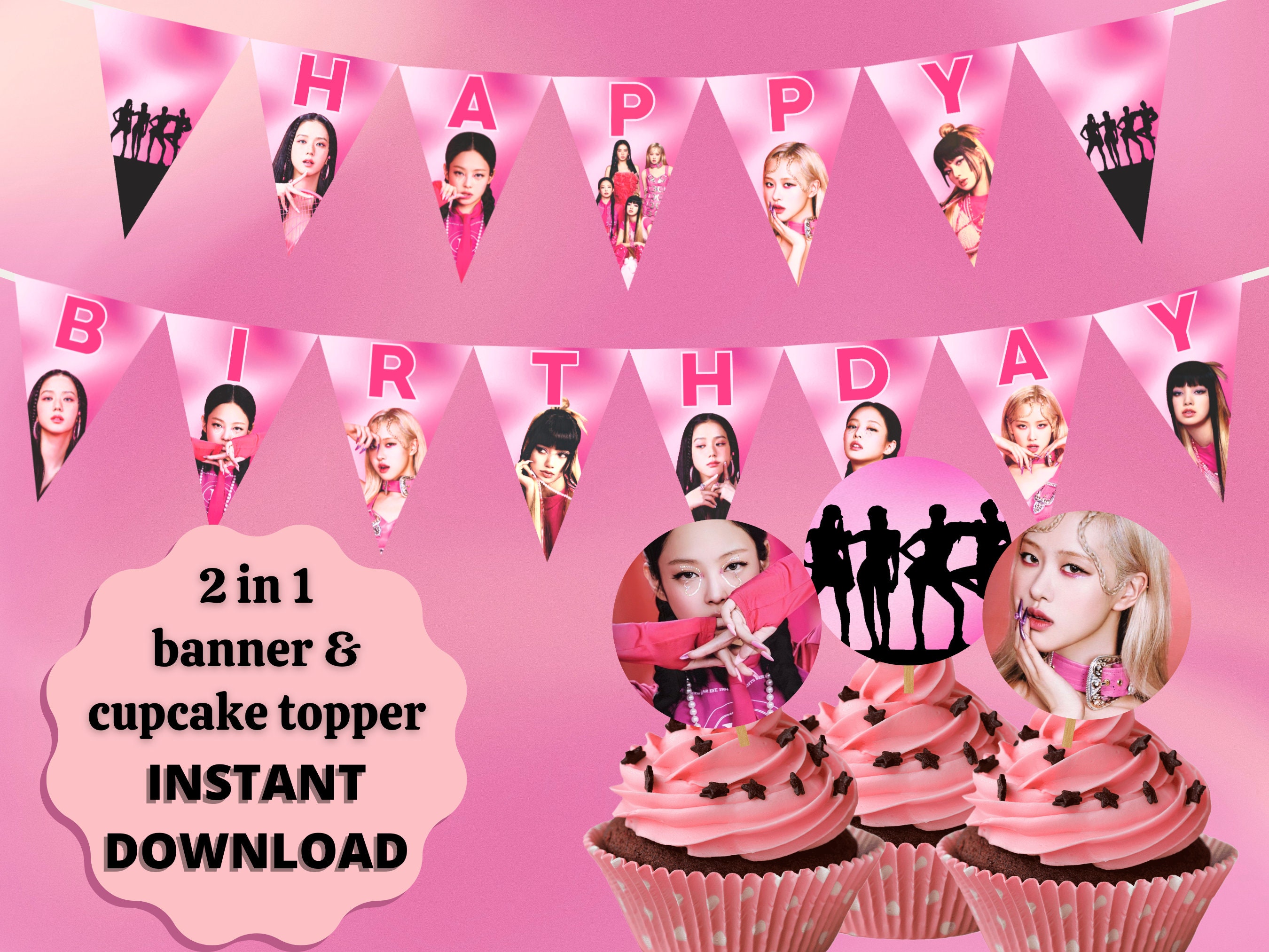 Blackpink Printable Birthday Banner, Printable Kpop Birthday Decor ...