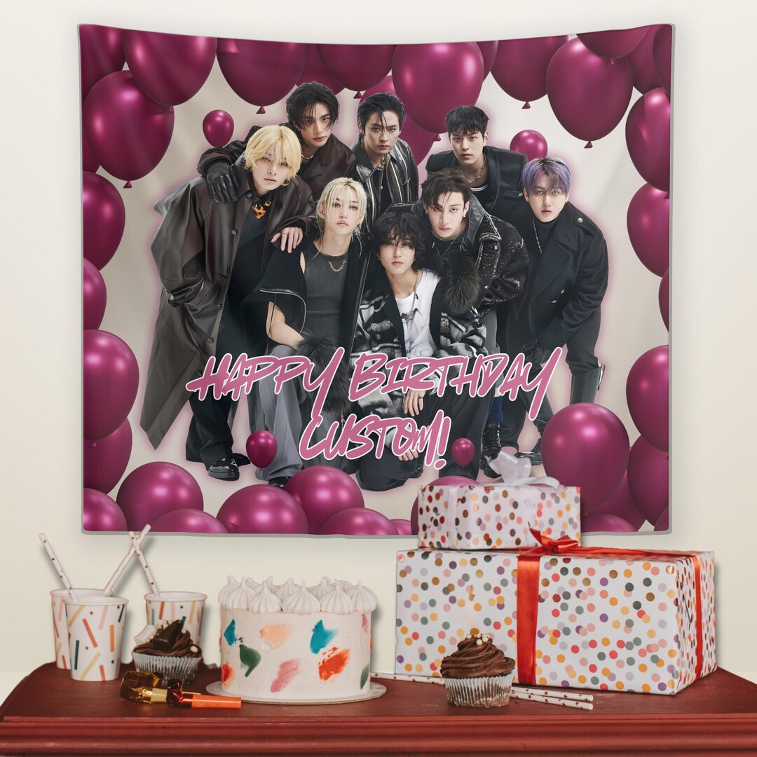 Stray Kids Custom Birthday Banner Backdrop, Stray Kids Birthday Wall ...