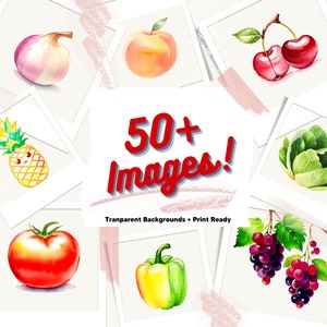 50+ Watercolor Fruits and Vegetables Clipart - Vegetable Garden ...