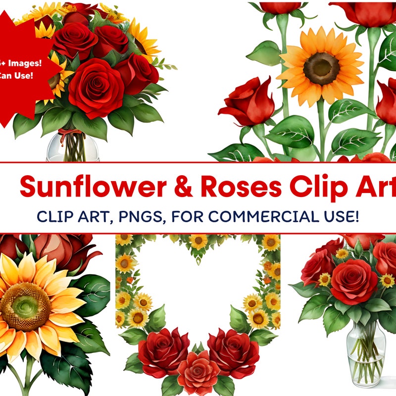 Sunflower and Rose - Etsy
