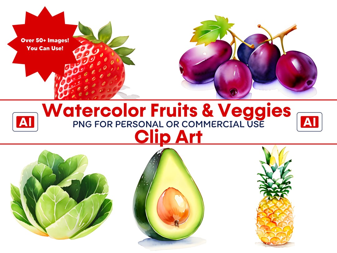50+ Watercolor Fruits and Vegetables Clipart - Vegetable Garden ...