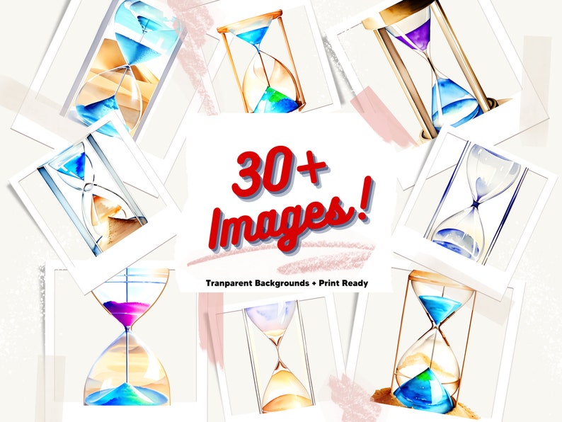 Watercolor Hourglasses Clipart Set - PNG Format Instant Download for ...
