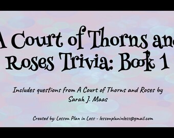 Book Club Bingo A Court of Thorns and Roses by Sarah J. Maas Bingo Game ...