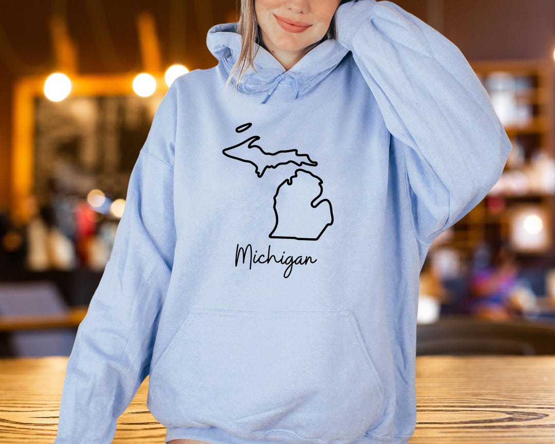 Michigan State Sweatshirt, Minimalist Map Hoodie, Midwest Pride Sweater ...