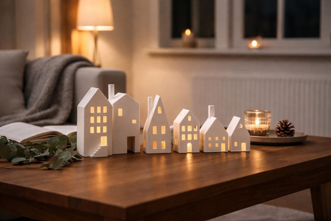 3D Printed Tea Light Houses: Cozy Village Mantel Decor - Etsy