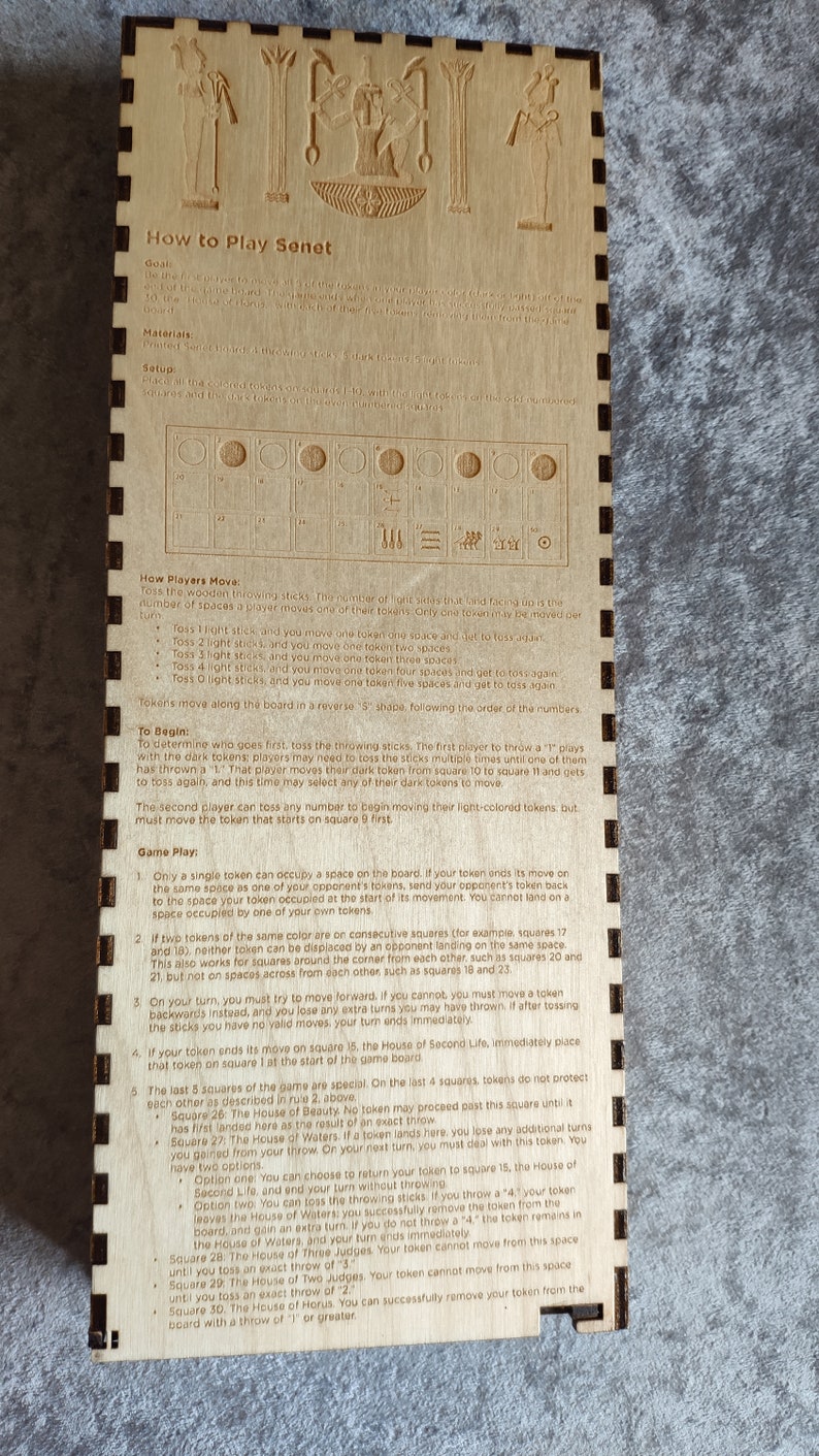 Senet, Ancient Egyptian Board Game, Handmade From Laser Engraved Wood ...