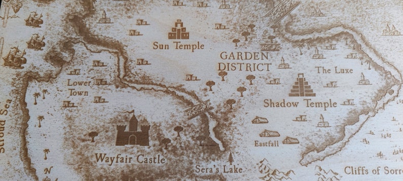 Laser Engraved Map of Lasania kingdom of Solis From Blood and Ash ...