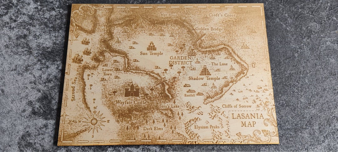 Lasania (Königreich von Solis) lasergravierte Karte aus Blood and Ash ...